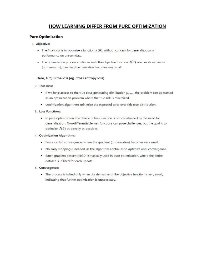 Machine Learning vs. Optimization | PDF
