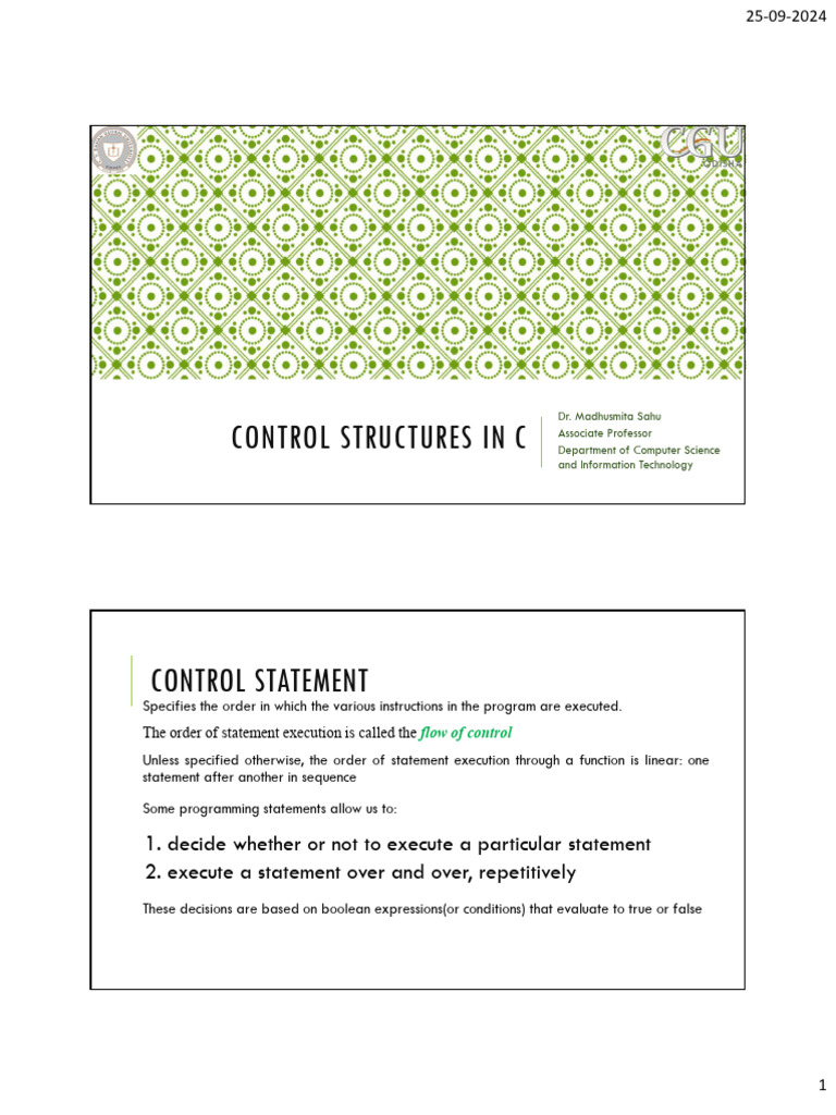 Control Structures In C Pdf Control Flow Computing