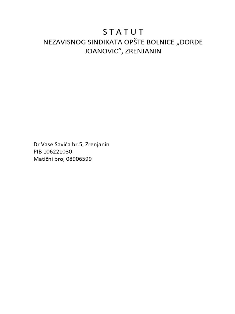 Statut Nezavisnog Sindikata | PDF