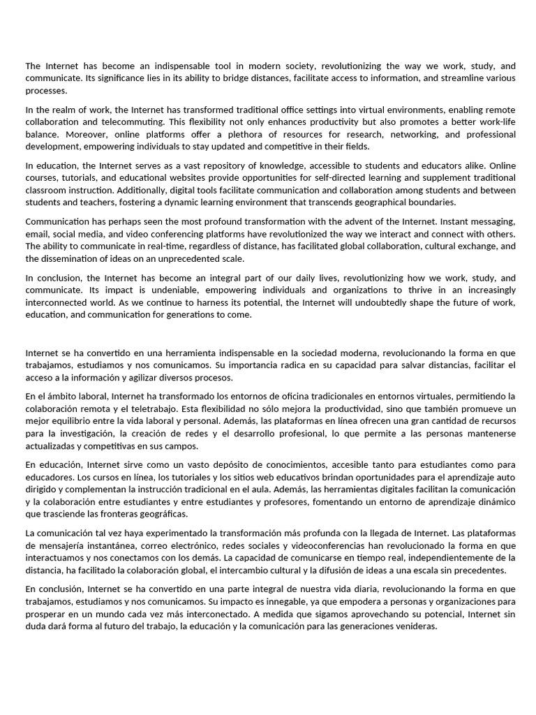 The Internet Has Become An Indispensable Tool in Modern Society | PDF ...