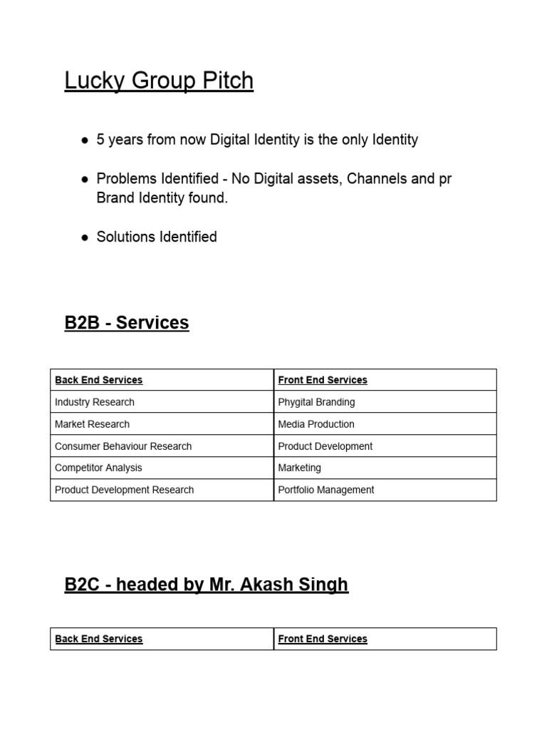 Lucky Group Pitch | PDF