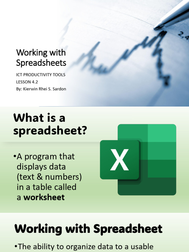 Lesson 4.2 Working With Spreadsheets ICT PRODUCTIVITY TOOLS | PDF ...