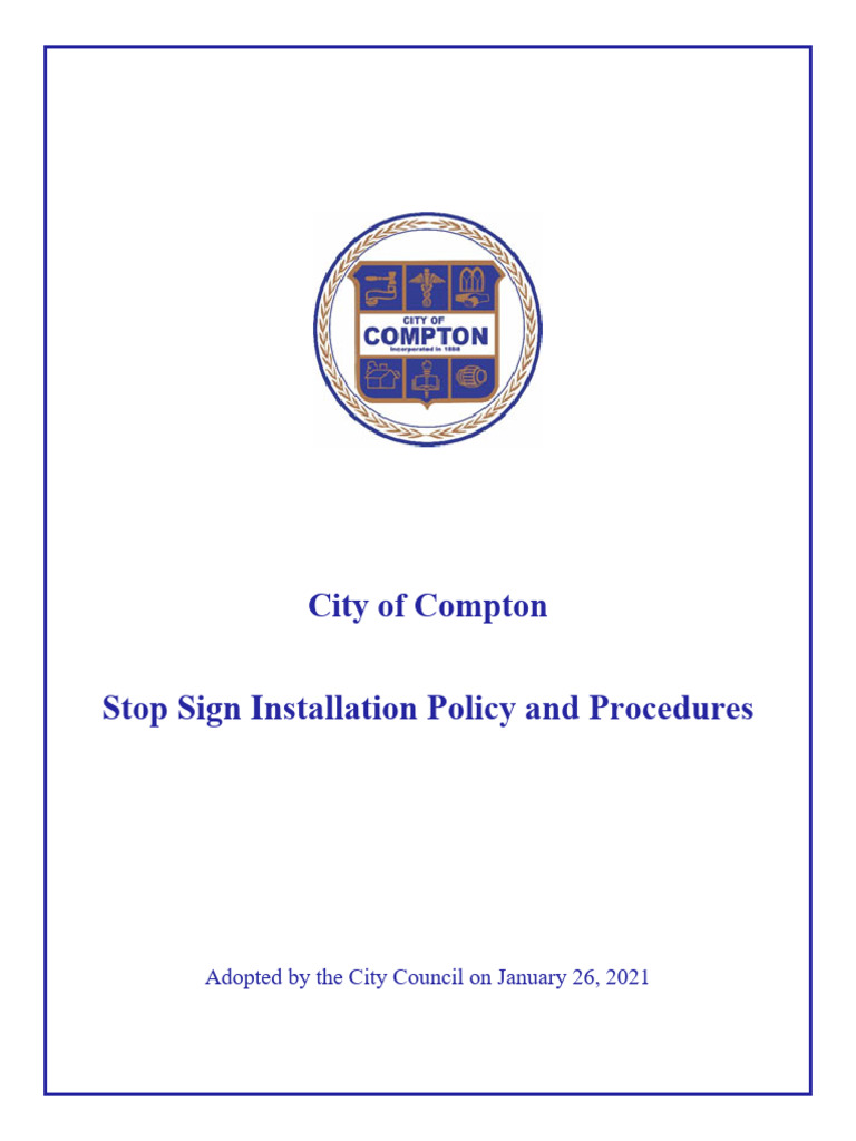 Compton Stop Sign Installation Guidelines | PDF | Traffic | Pedestrian ...