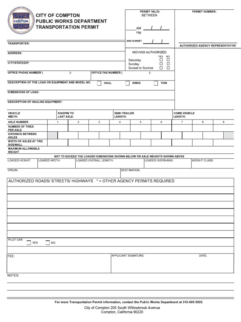 WideLoad Permit Application | PDF