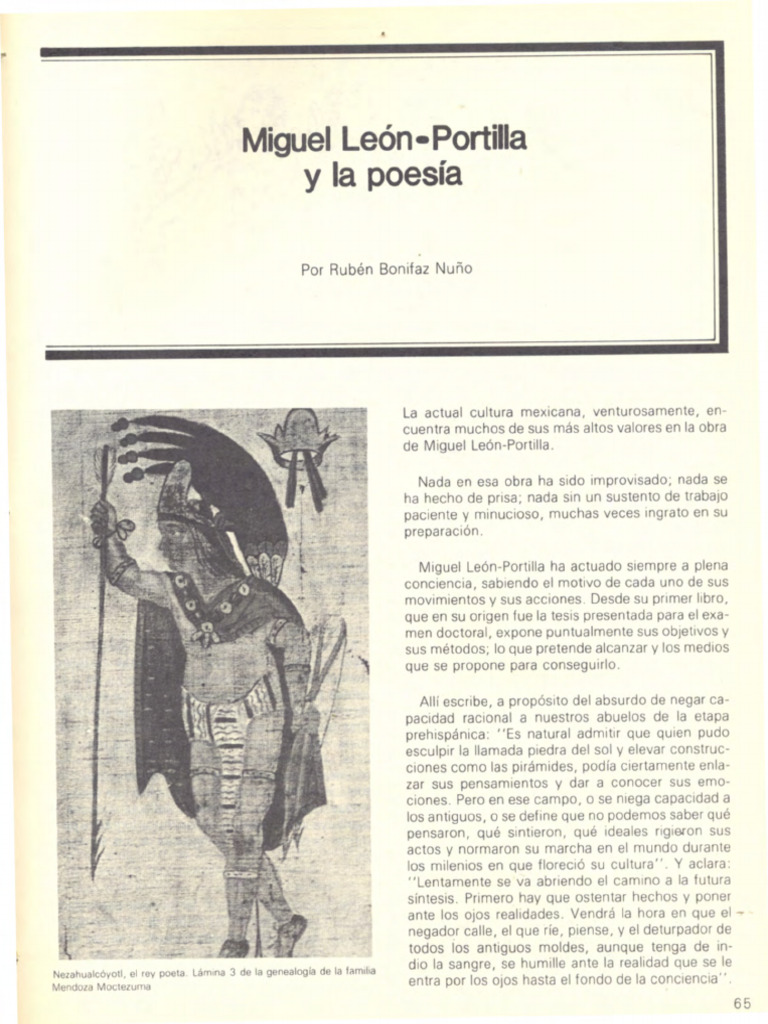 Bonifaz Nuno Miguel Leon-Portilla y La Poesia | PDF