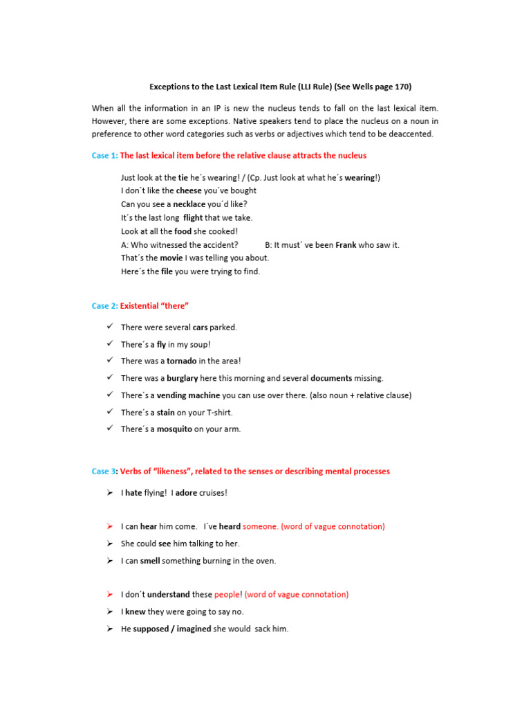 Exceptions To The LLI Rule | PDF | Verb | Word
