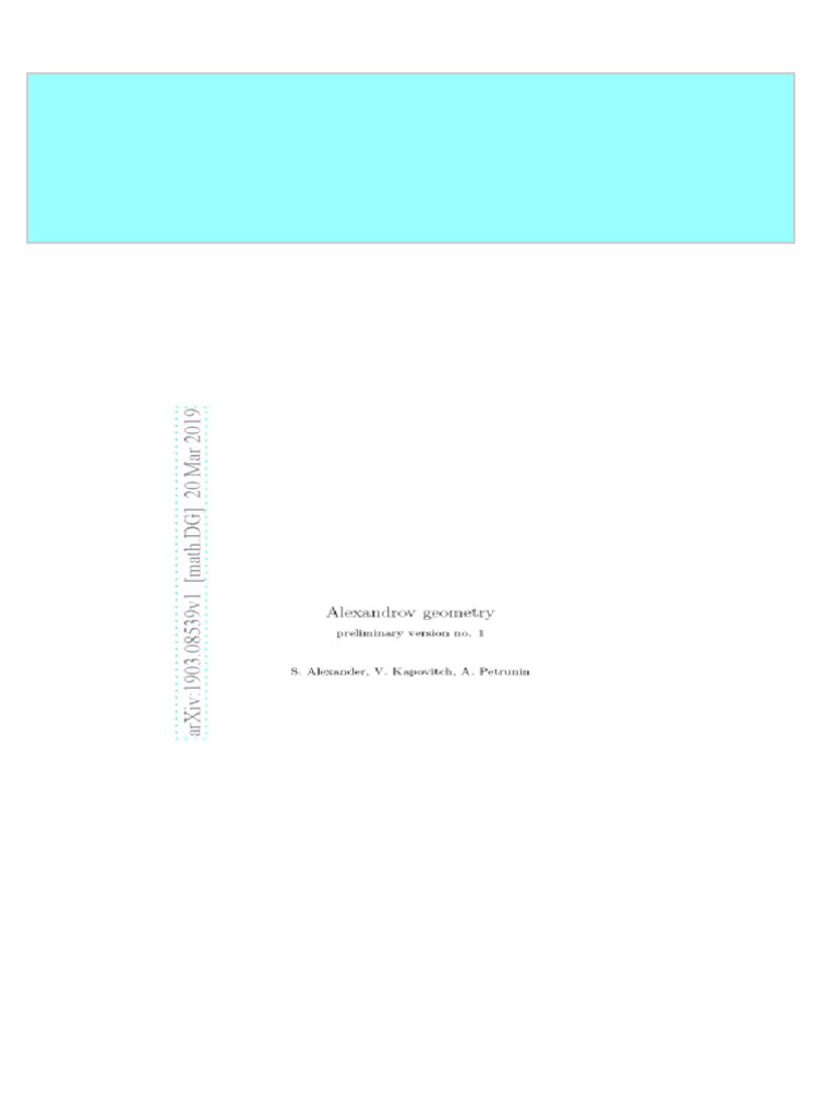 Complete Download Alexandrov Geometry Preliminary Version No 1 ... Complete Download Alexandrov Geometry Preliminary Version No 1 ...