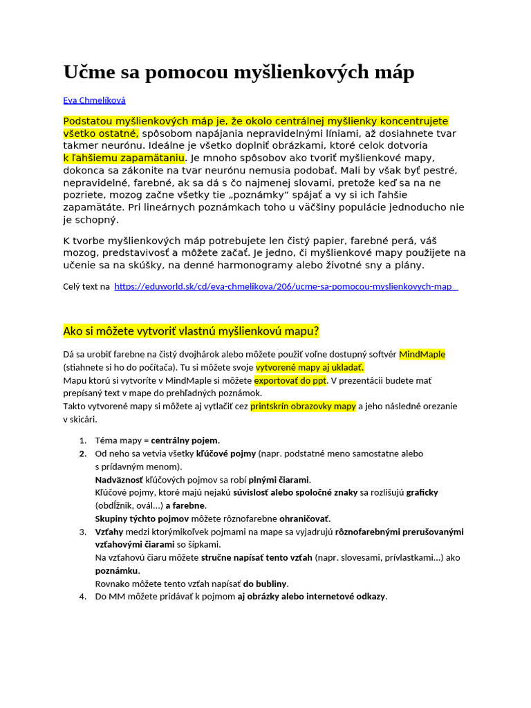 Ä o Je To myÅ¡lienkovÃ¡ Mapa A Ako Ju Tvoriå | PDF