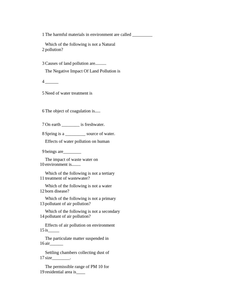 EVS Question Bank | PDF | Waste | Pollution