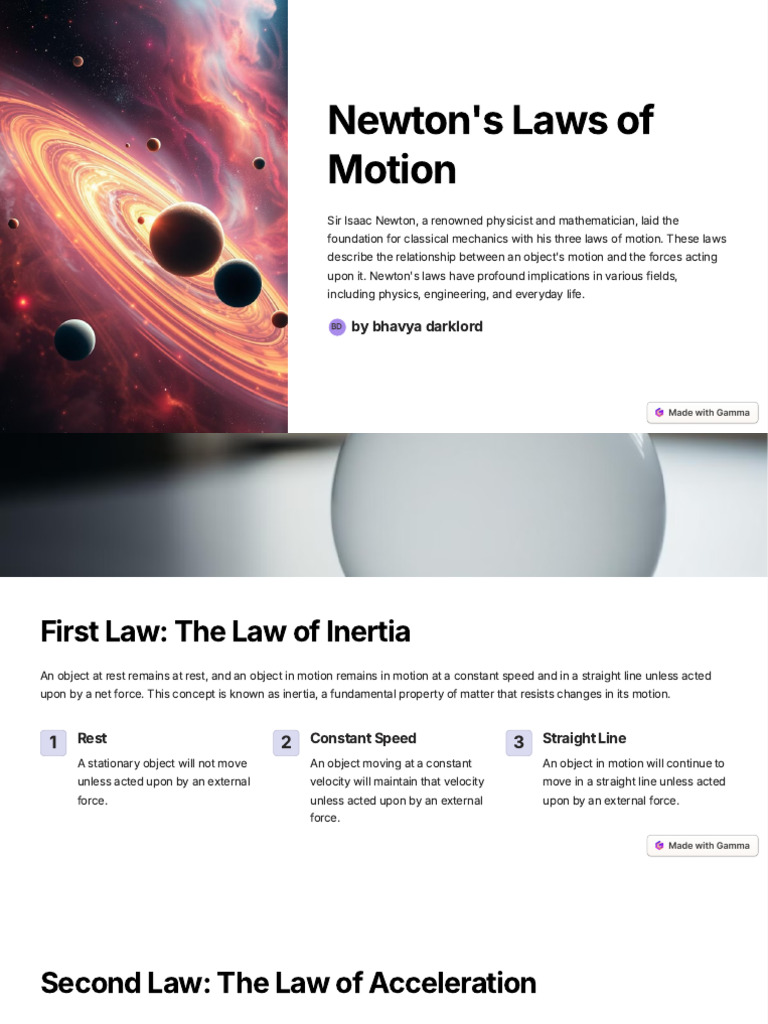 Newtons Laws of Motion | PDF | Force | Momentum