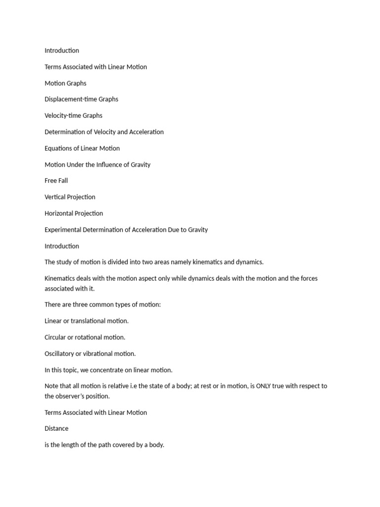 Linear Motion | PDF | Acceleration | Velocity