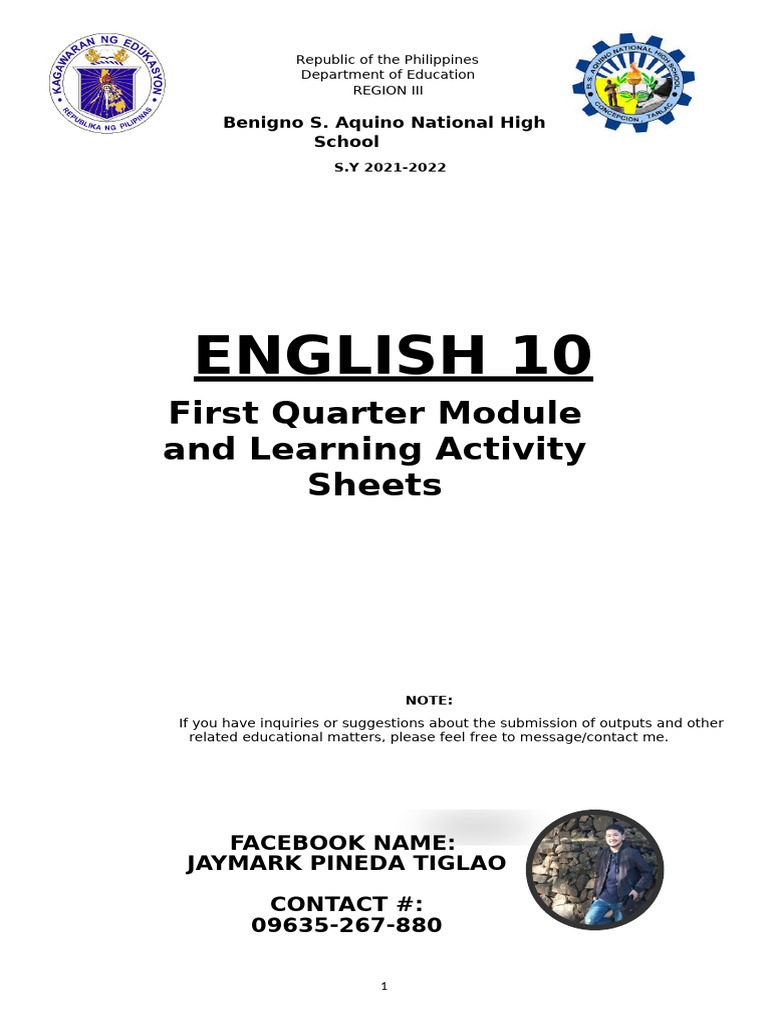Quarter 1 English10-Complete Modules | PDF | Minotaur | Theseus