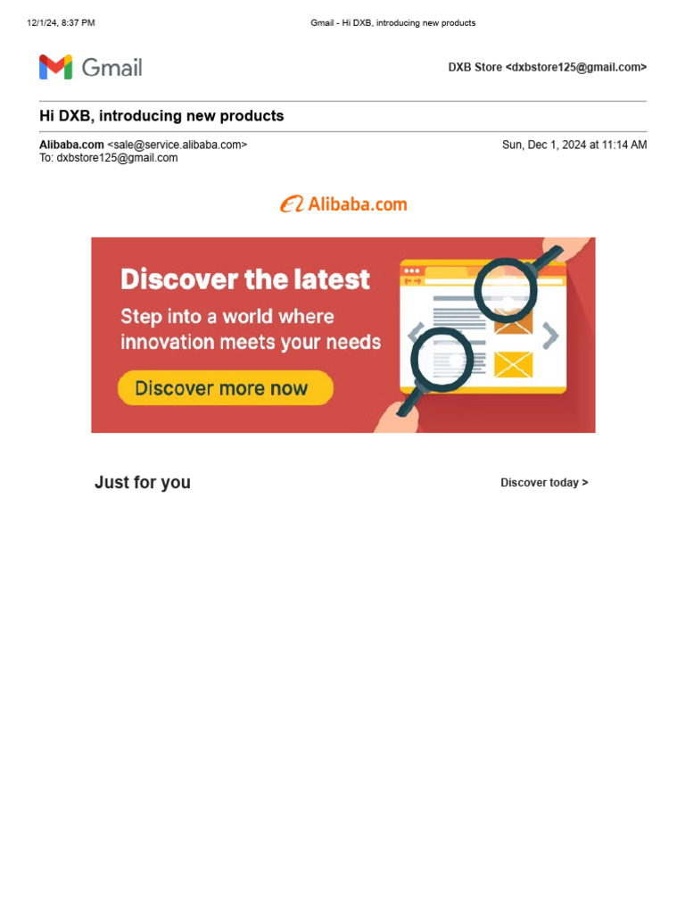 Alibaba New Product Launch Email | PDF | Gmail | Alibaba Group