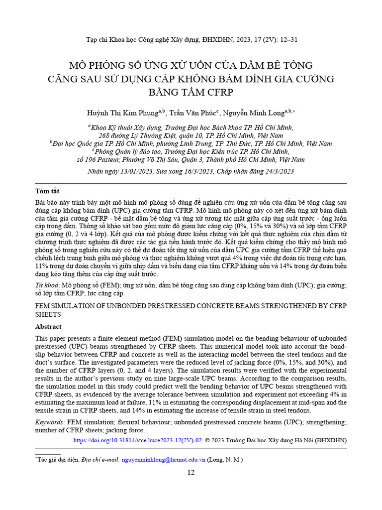 Mo Phong Ung Xu Uon Cua Dam Be Tong Cang Sau | PDF