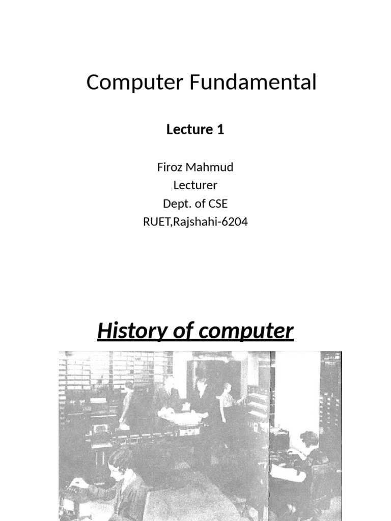 Lecture1 (Computer Fundamental) | PDF