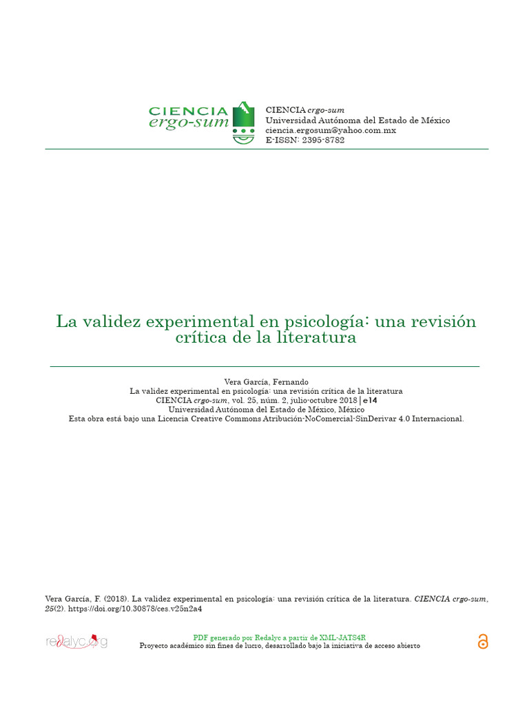 Psicología Experimental | PDF | Estadísticas | Validez (Estadísticas)