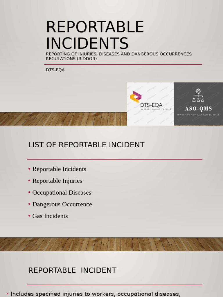 RIDDOR: Reportable Injuries Overview | PDF | Diseases And Disorders ...