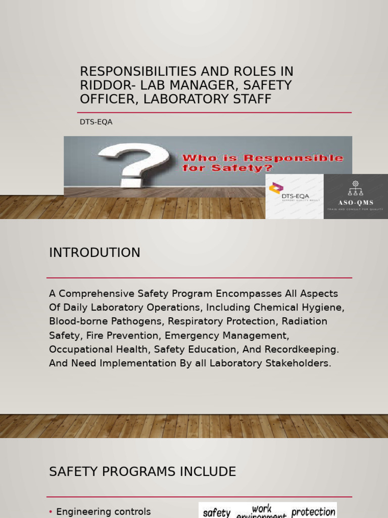 Responsibilities and Roles in RIDDOR 1 | PDF | Laboratories | Occupational Safety And Health
