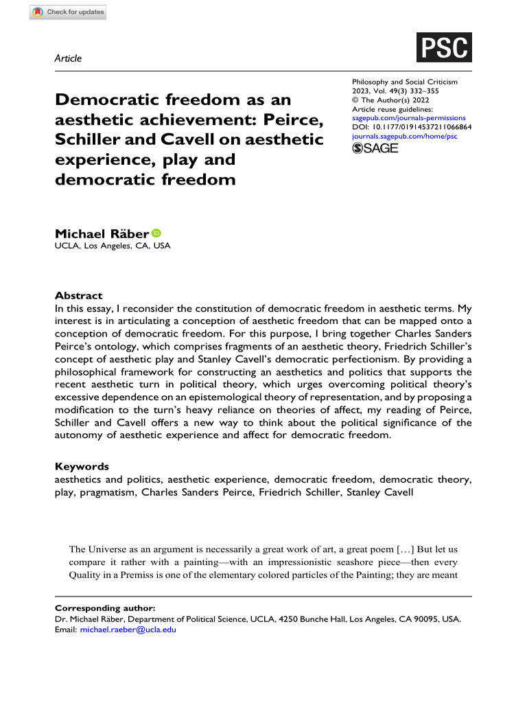 Democratic Freedom As An | PDF | Experience | Pragmatism