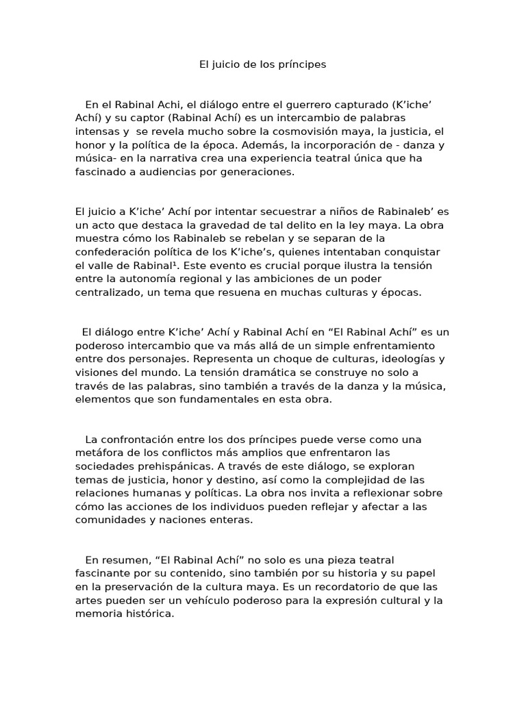 Rabinal Achi - El Juicio de Los Principes | PDF