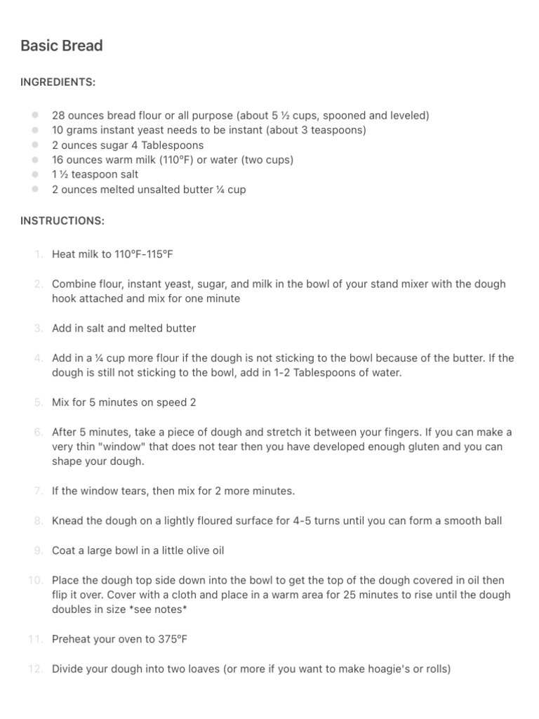 Basic Bread Recipe | PDF