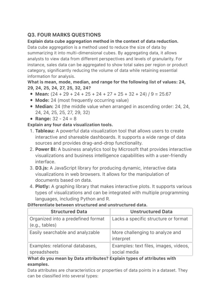 Data Science Four Marks Qa | PDF | Comma Separated Values | Json