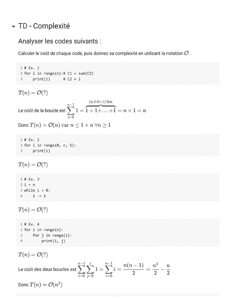 TD Complexité 2021 | PDF