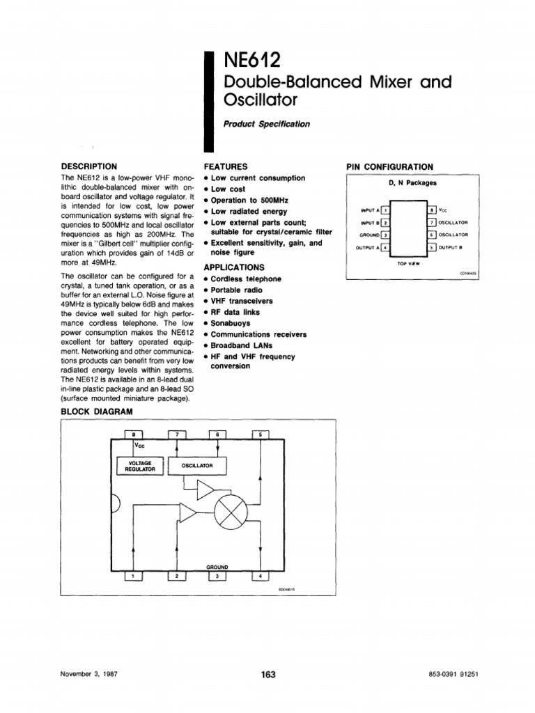 NE612 PhilipsSemiconductors | PDF | Electronic Oscillator ...