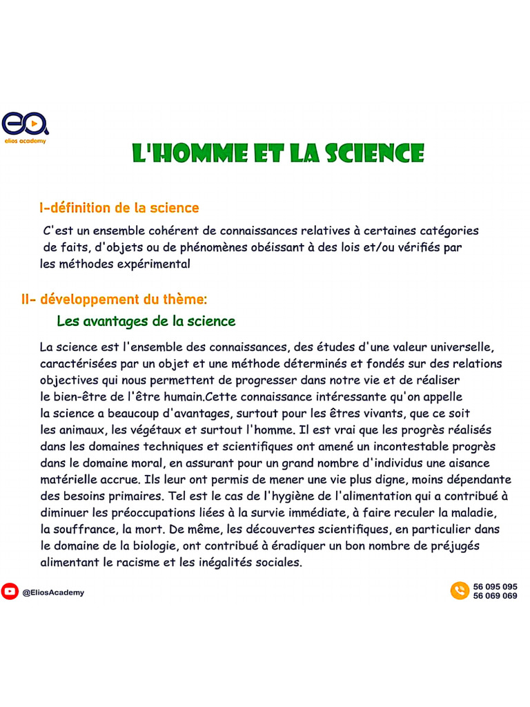 Résumé L'homme Et La Science Avec Des Sujets | PDF
