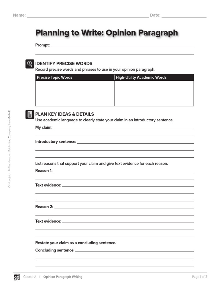 Planning To Write Opinion Paragraph | PDF | Paragraph | Language Mechanics