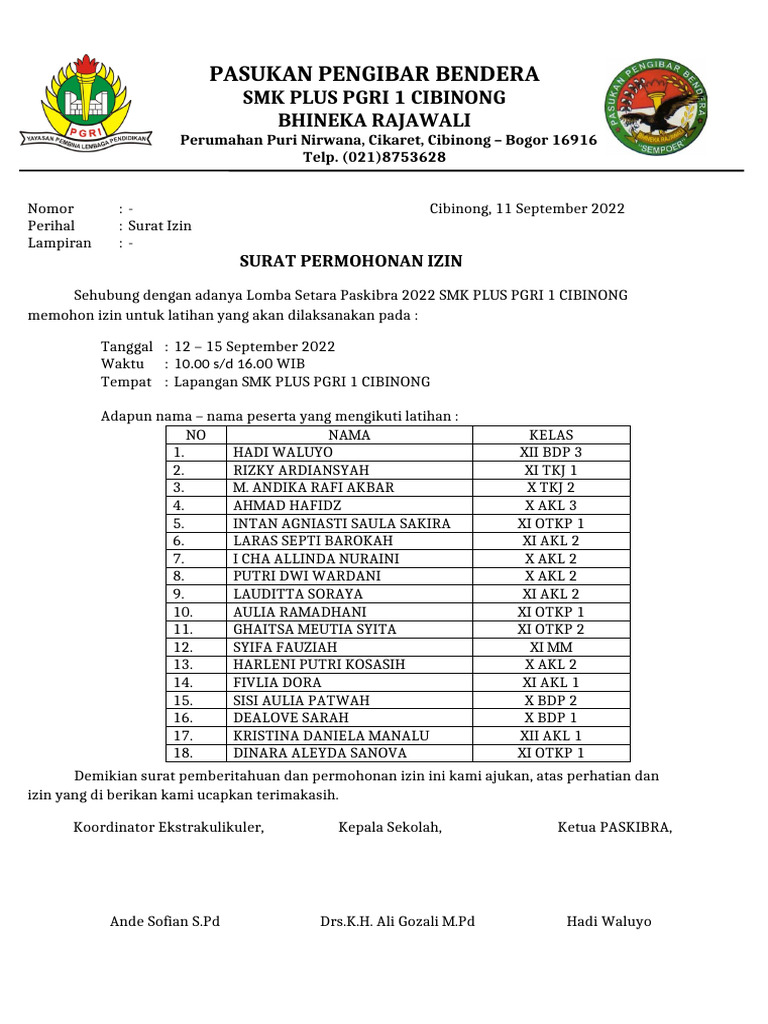 Surat Dispen 1 | PDF