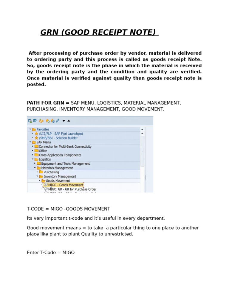 GRN and INVOICE VERIFICATION NOTES | PDF | Receipt | Invoice