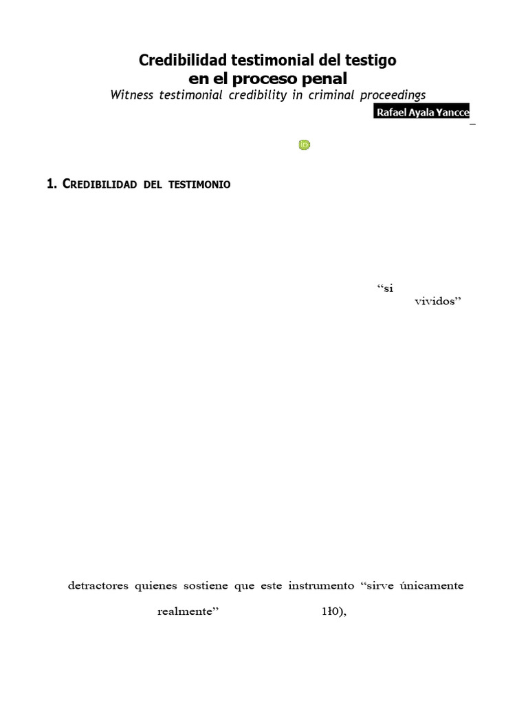 Sem 13 Credibilidad Del Testimonio Del Testigo | PDF | Testigo | Testimonio