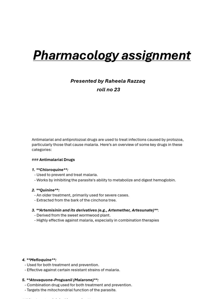 Pharmacology Assignment | PDF
