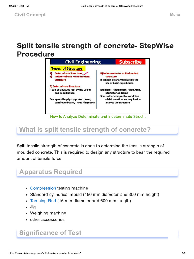 Split Tensile Strength | PDF