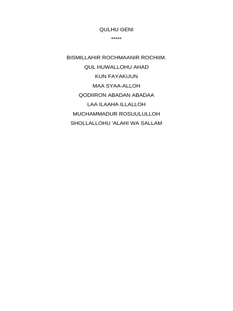 Qulhu Geni | PDF