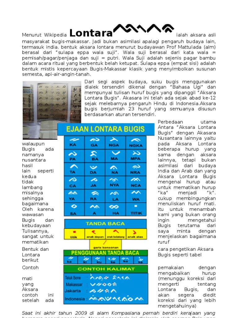 Aksara Lontara: Warisan Budaya Bugis | PDF | Sejarah