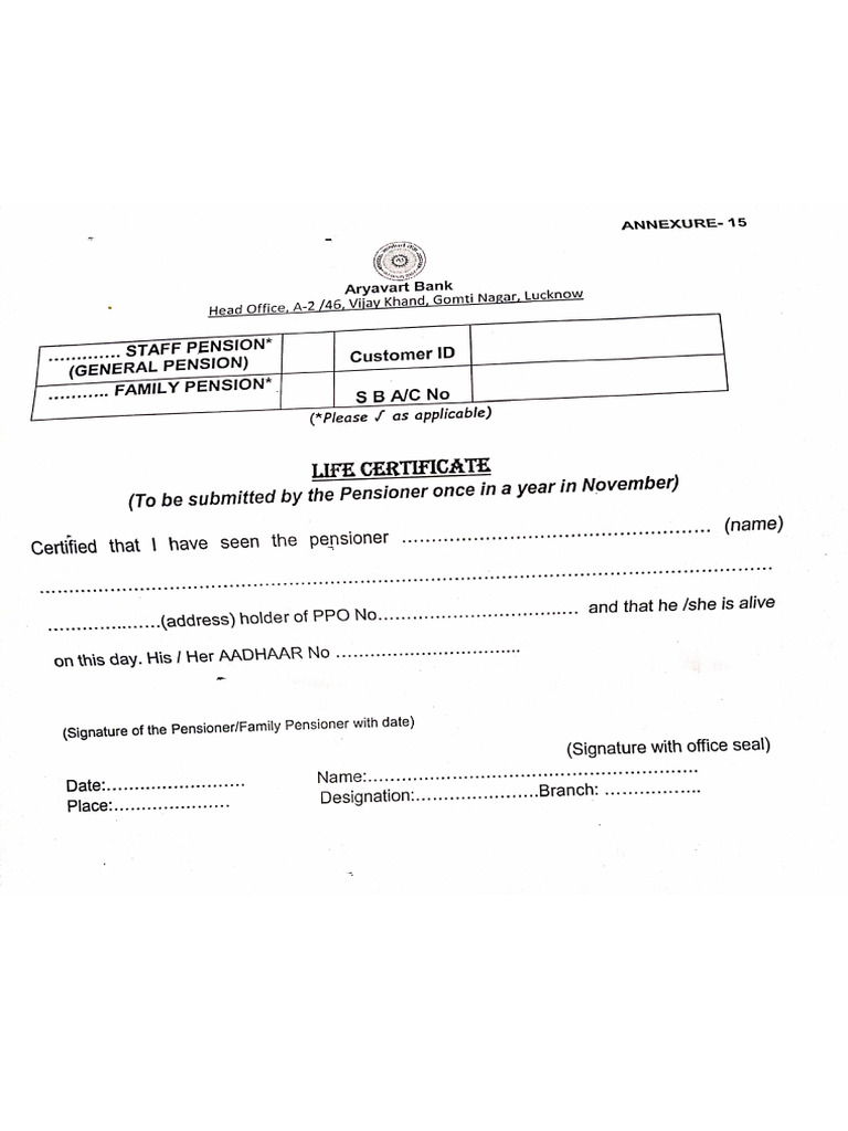 Life Certificate | PDF