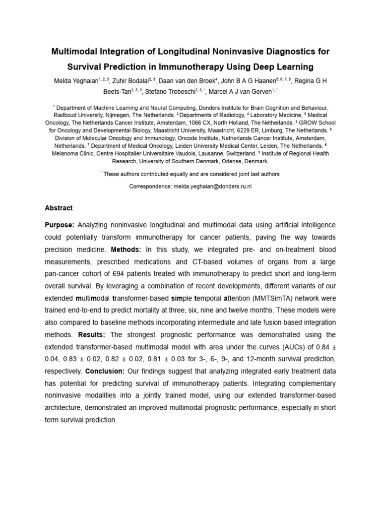Multimodal Integration of Longitudinal Noninvasive Diagnostics For Survival Prediction in ...