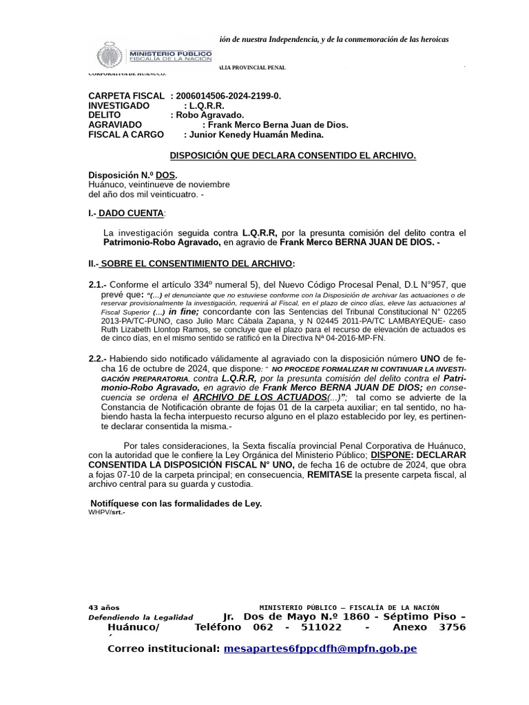 Disp. 02 - Consentida - Caso #2199-2024 | PDF | Fiscal | Gobierno