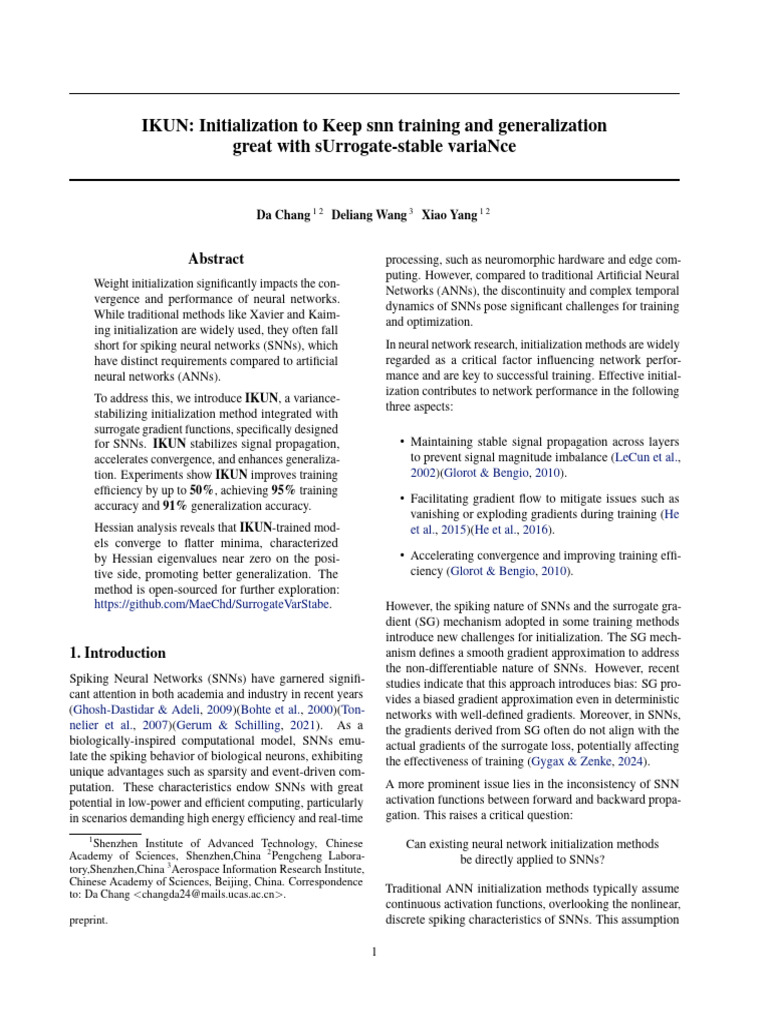 Initialization To Keep SNN Training and Generalization Great With ... Initialization To Keep SNN Training and Generalization Great With ...