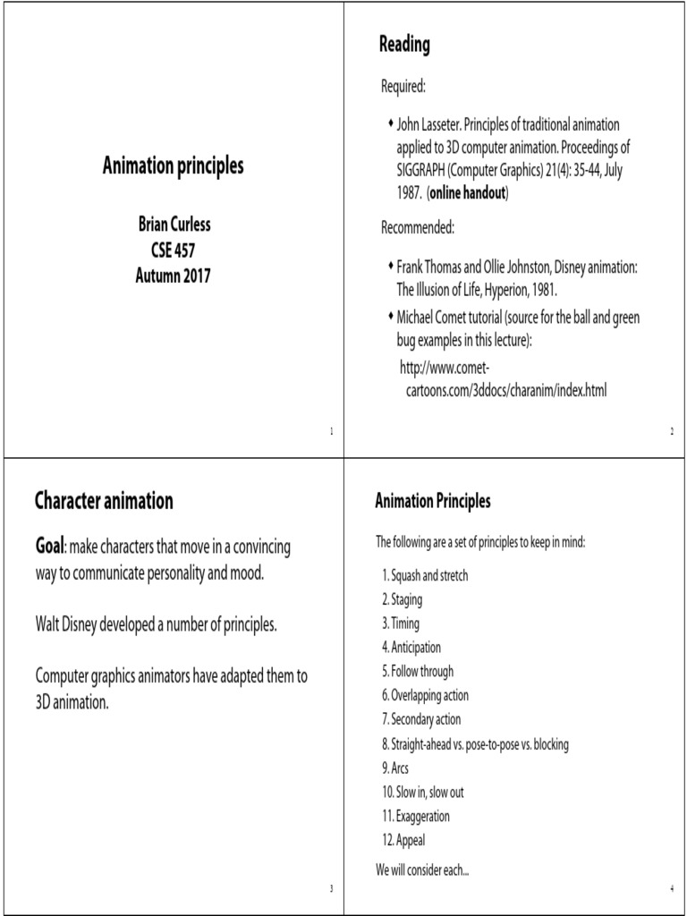 Animation Principles 4pp | PDF | Animation