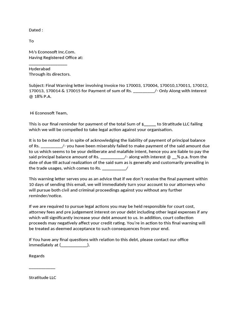 Warning Letter Draft | PDF