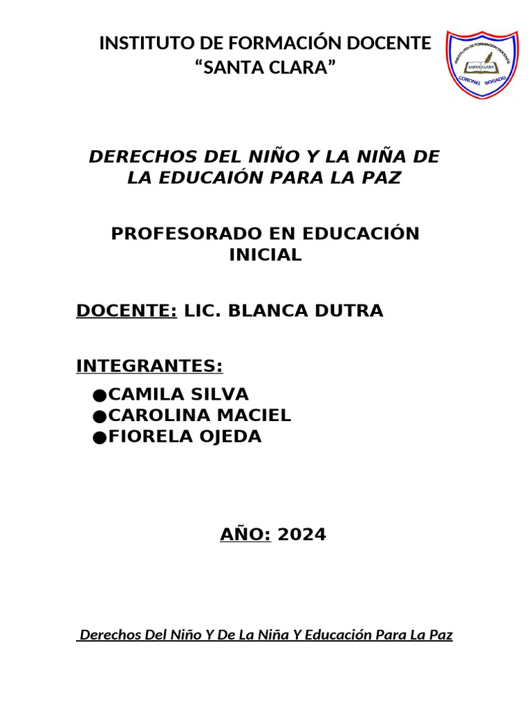 Derechos Del Niño y La Niña de La Educaión para La Paz | PDF | Paz ...