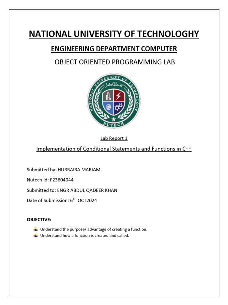National University of Technologhy: Engineering Department Computer | PDF
