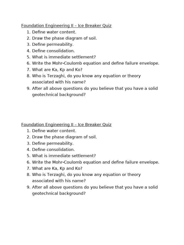 Ice Breaker Quiz | PDF