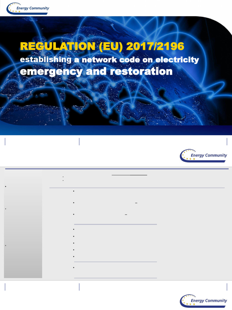 ECS, Commission Regulation (EU) 2017 - 2195 Establishing A NC On ...