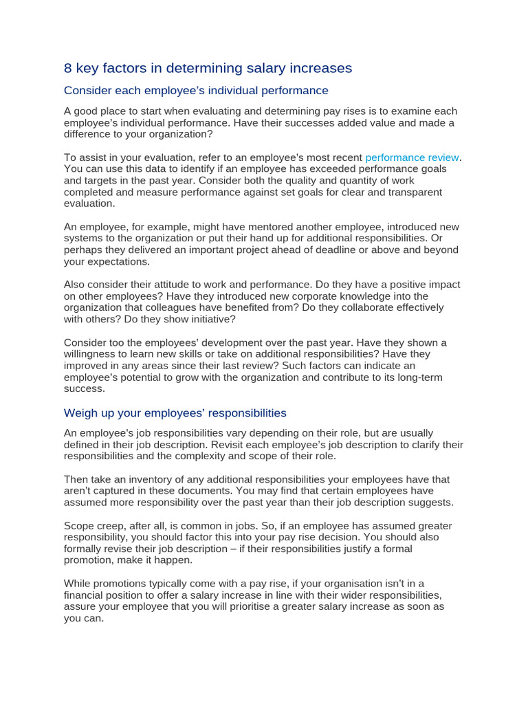 8 Key Factors in Determining Salary Increases | PDF | Cost Of Living ...