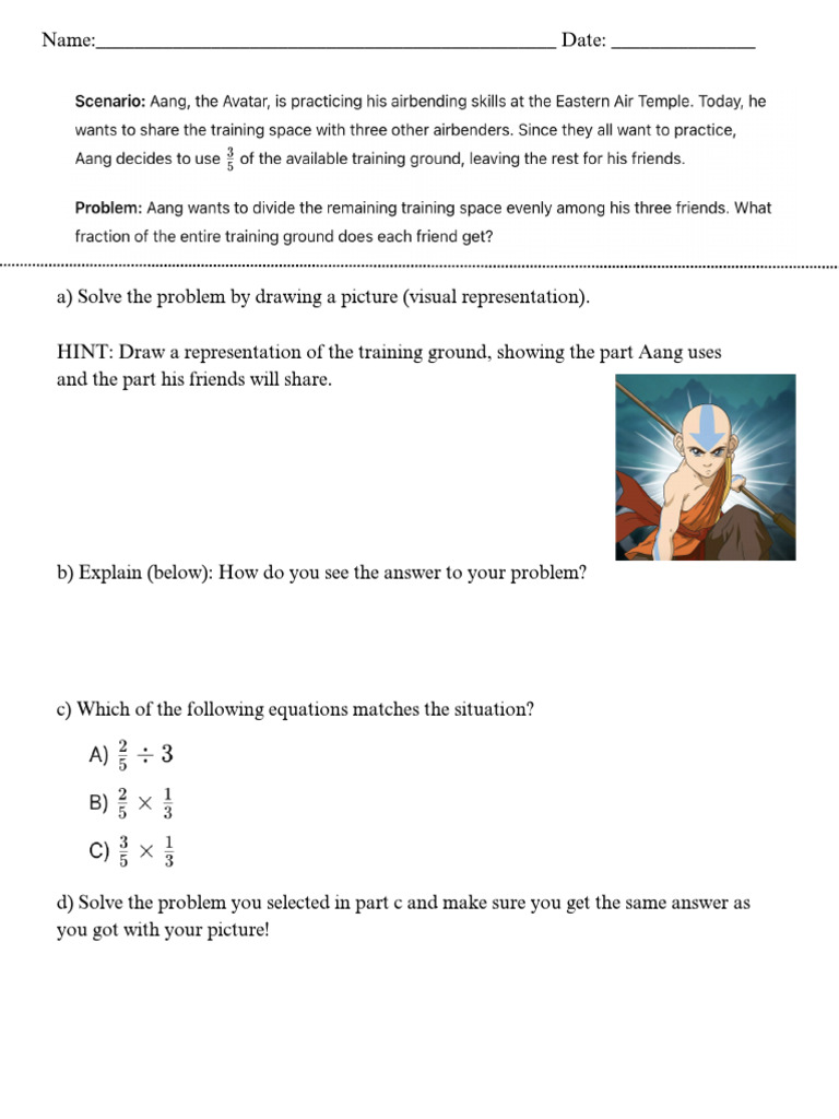 Visual Problem Solving for Aang's Training | PDF