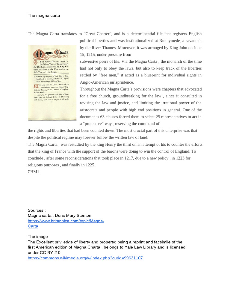 Overview of the Magna Carta | PDF